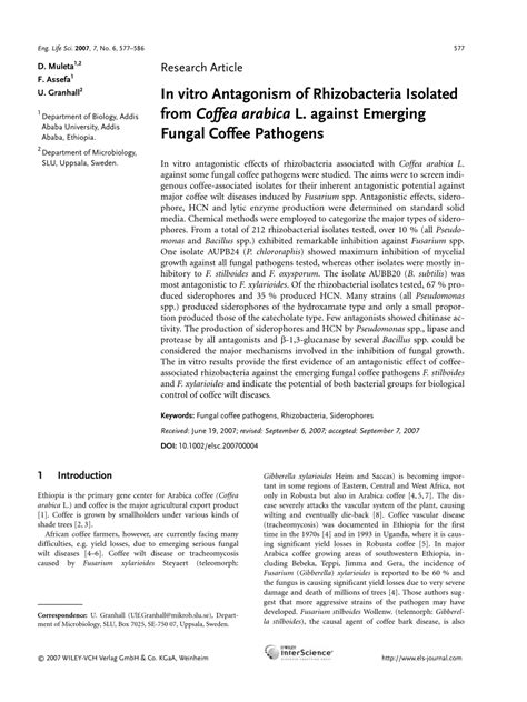 Pdf Characterization Of Rhizobacteria Isolated From Wild Coffea