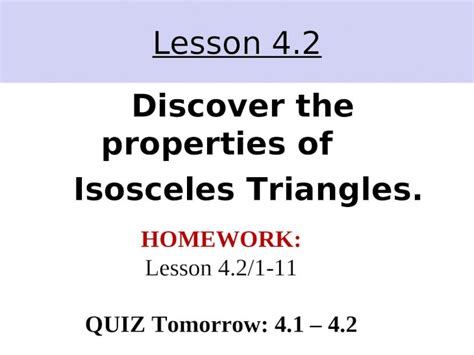 Ppt Lesson 42 Discover The Properties Of Isosceles Triangles