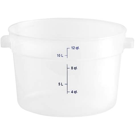 Vigor 12 Qt Translucent Round Polypropylene Food Storage Container