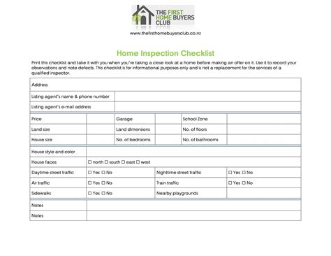 Free Printable Home Inspection Checklist Templates Word Excel