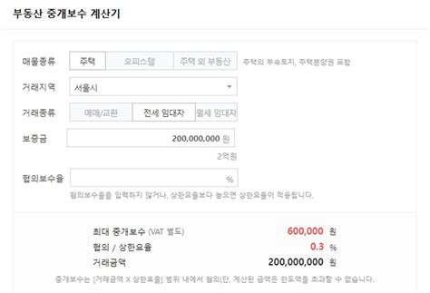 부동산 전세 월세 복비 계산 중개수수료 계산하기