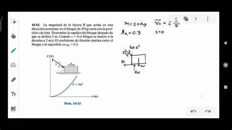 Ejercicio 14 15 Hibbeler Estática 12a Edición Trabajo Y Energía Youtube