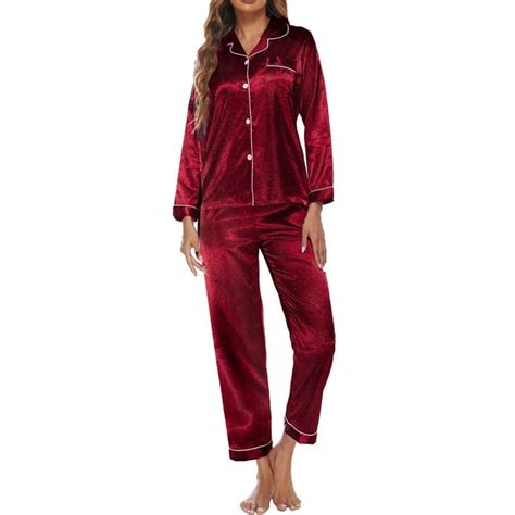 Gaqlive Women Pajamas Set Satin Sleepwear Sexy Lingerie V Neck Shirt