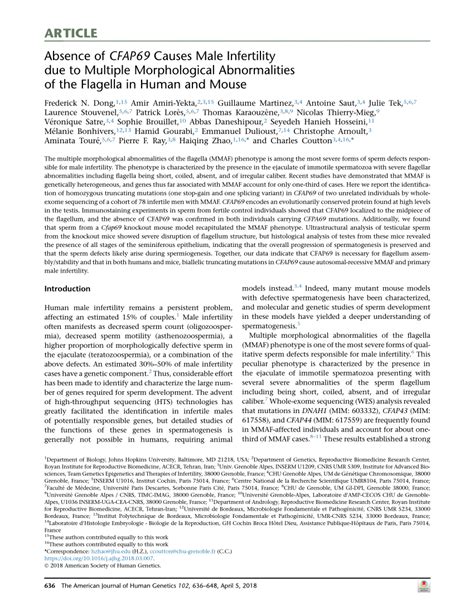 Pdf Absence Of Cfap69 Causes Male Infertility Due To Multiple