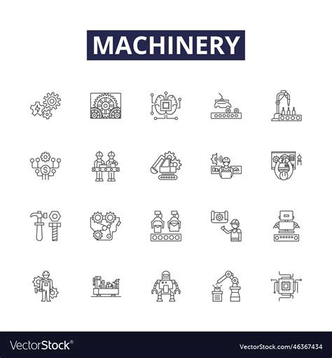 Machinery Line Icons And Signs Equipment Vector Image