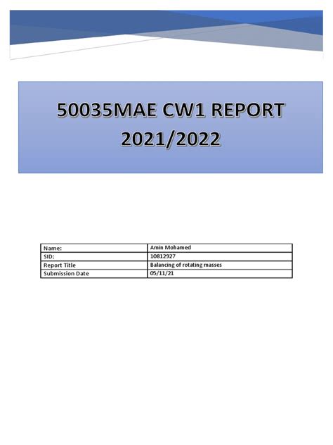 Cw1 Balancing Of Rotating Masses Pdf Observational Error Significant Figures