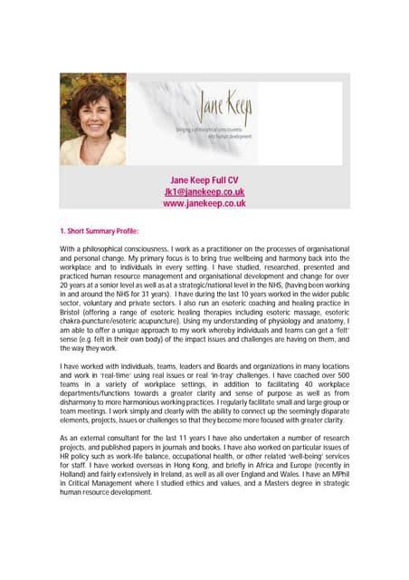 Jane Keep Full Cv February 2011 Most Recent 1 Pdf