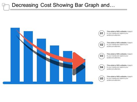 Decreasing Cost Showing Bar Graph And Downward Arrow PowerPoint Shapes PowerPoint Slide Deck