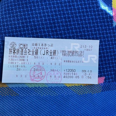 青春18きっぷ 残り3回 鉄道乗車券