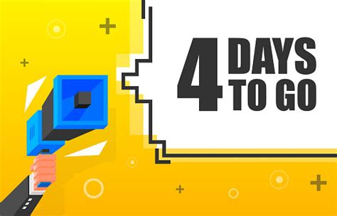 배너 템플릿을 이동하는 4 일 메가폰을 사용한 마케팅 전단지 등분 및 픽셀 스타일 소매 프로모션 및 공지를 위한 템플릿입니다 벡터 그림입니다 3가지 개체에 대한 스톡 벡터