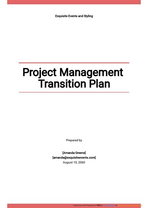 Project Management Transition Plan Template Google Docs Word Apple Pages Template Net