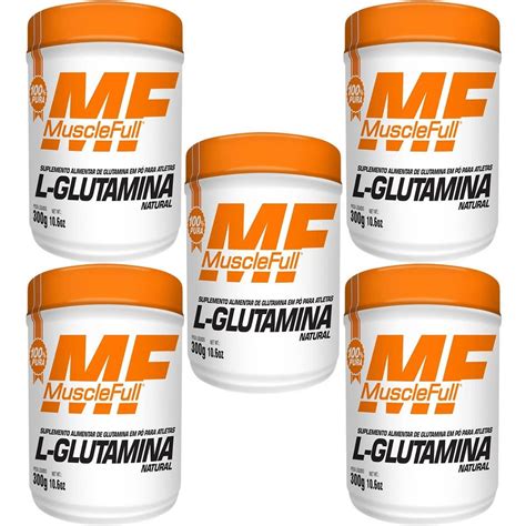Kit 5x L Glutamina 300g Natural Musclefull Otimanutri