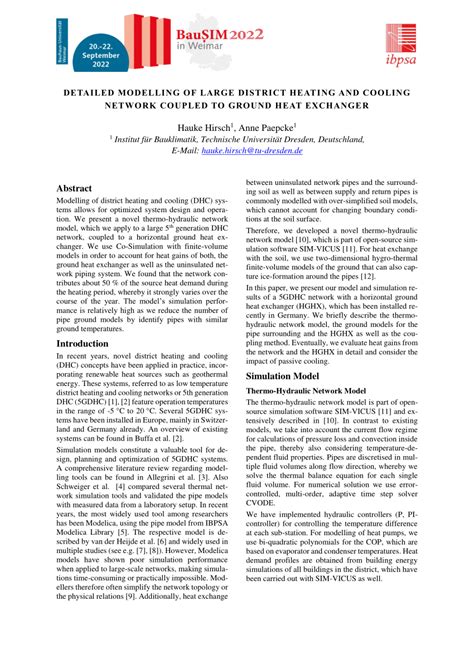 Pdf Detailed Modelling Of Large District Heating And Cooling Network Coupled To Ground Heat
