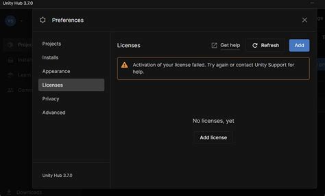 Cannot Activate The Personal License On Hub 370 Unity Engine