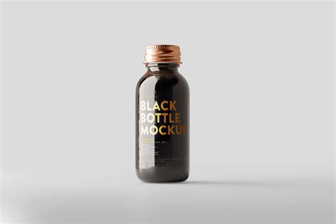 Small Black Glass Bottle Mockup Graphic By Pmvchamara · Creative Fabrica