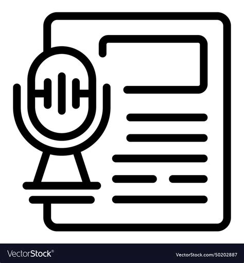 Mic Text Ai Icon Outline Audio Transcribe Vector Image