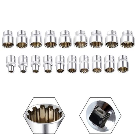 Socket Bit 12 Point Socket Set Bit 3 8 Square Drive For Ratchet Wrench