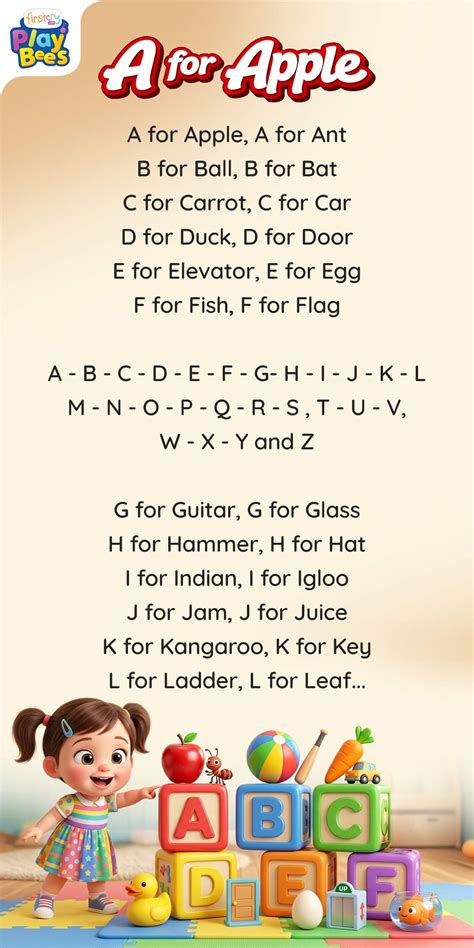 A For Apple Lyrics Nursery Rhyme And Song