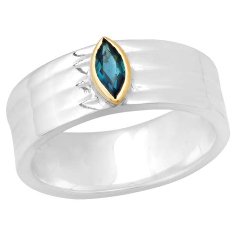 Liquid Metal Ster Silver Wide Hammered Band With Knife Edge Teal