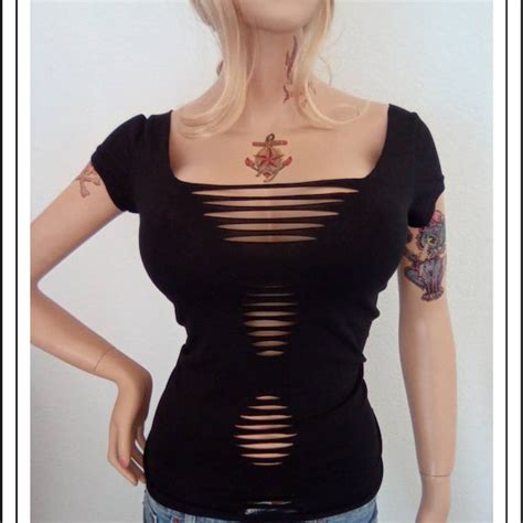 Sexy Cut Up Shirt Etsy