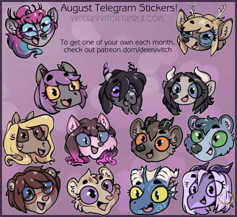 Patreon August 2018 Stickers — Weasyl