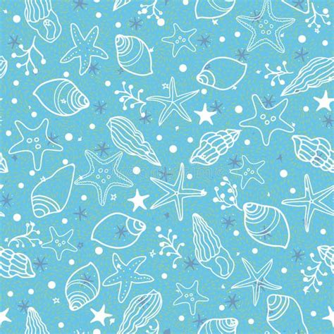 Doodle Summer Ocean Shell Texture Pattern Stock Illustration