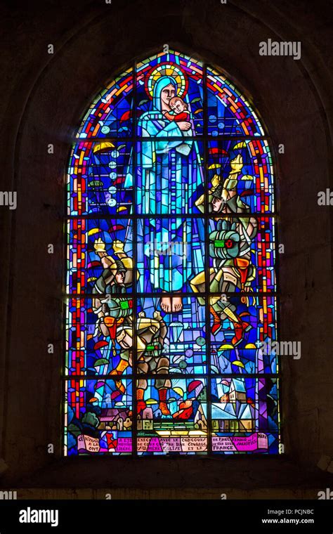 Stained Glass In The Church Of Saint Mere Eglise Normandy France