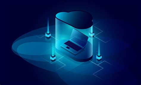 Premium Vector Laptop Processing Cloud Services Concept File Backup