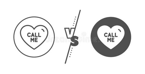 Call Me Line Icon Sweet Heart Sign Valentine Day Love Vector Stock