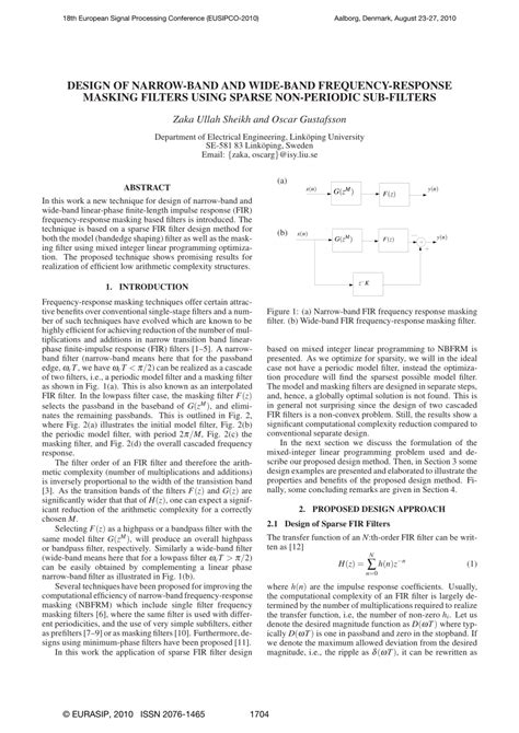 Pdf Design Of Narrow Band And Wide Band Frequency Response Masking