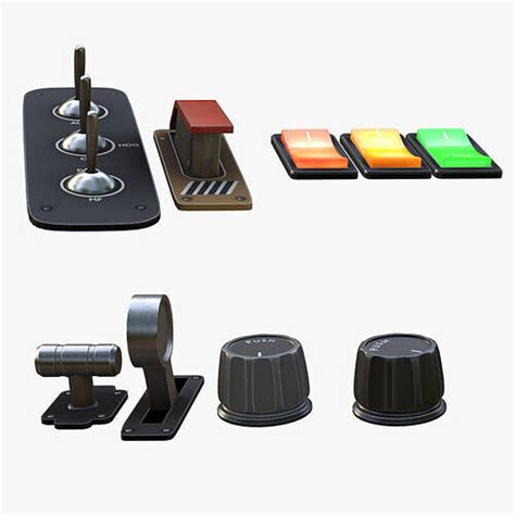 3d Model Control Panel Set Onoff Switch Button Rotary Knob Vr