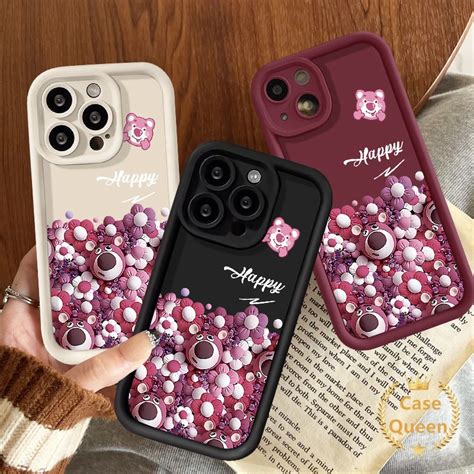 เคสโทรศัพท์มือถือแบบนิ่ม ลายการ์ตูนหมีสตรอเบอร์รี่น่ารัก สําหรับ Oppo