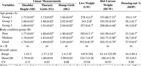 Linear Measurements M Estimates Of Live Weights And Hot Carcass