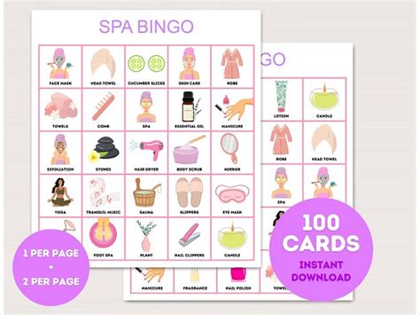 Spa Bingo Cards Printabell Express