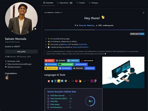 Sairamnomula · Issue 774 · Eddiehubcommunityawesome Github Profiles