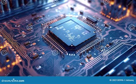 macro shot of a microprocessor on electronic circuit board stock illustration illustration of