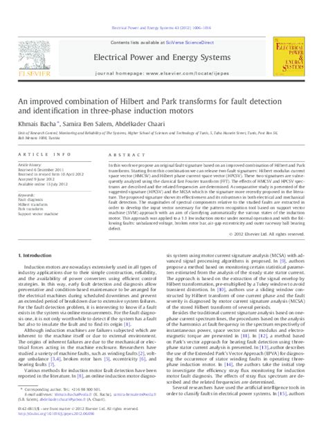 Pdf An Improved Combination Of Hilbert And Park Transforms For Fault