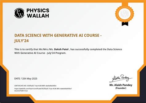 Datascience Certification Pwskills Machinelearning Python Sql Daksh Patel