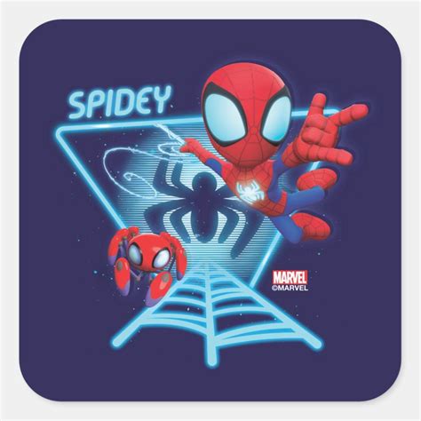 Spidey And Trace E Glow Webs Glow Square Sticker Artofit