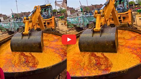 Jcb Viral Video వంట మనిషి ఐడియా వేరే లెవెల్ కూరను కలిపేందుకు Jcbని వినియోగించారు వీడియో