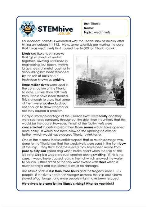 Titanic Science Ks2 Experiments Lessons Activities Year 5 Year 6