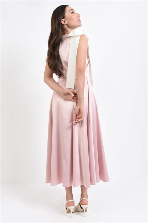 Rochie Midi Cu Decolteu Barcuta Si Funda In Contrast Poema