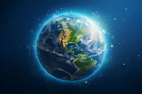Earth Illustration With A Message Of Unity And Generative Ai Stock