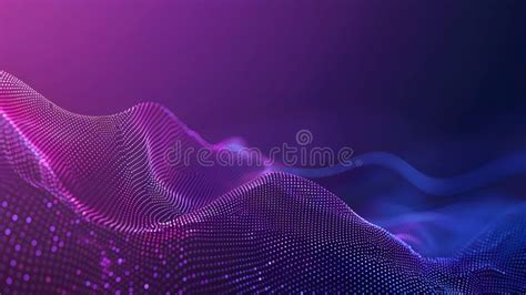 Abstract Wavy Lines And Particles On Blue Purple Gradient Ai Generated Stock Illustration