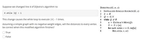Solved Suppose We Changed Line 4 Of Dijkstra S Algorithm To Chegg Com