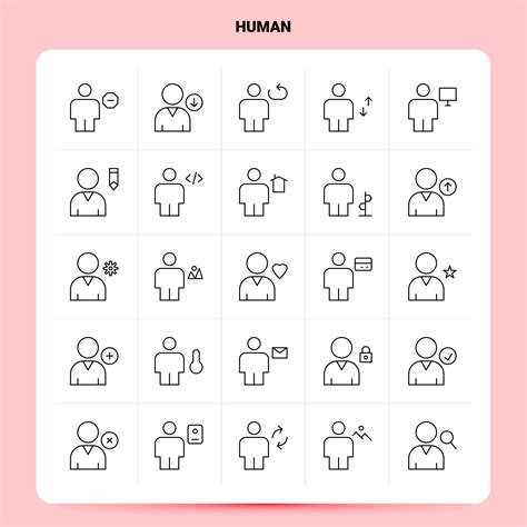 Outline 25 Human Icon Set Vector Line Style Design Black Icons Set Linear Pictogram Pack Web And