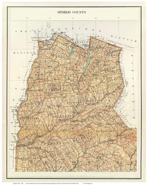 Otsego County New York 1895 Old Map Custom Reprint Bien State Atlas