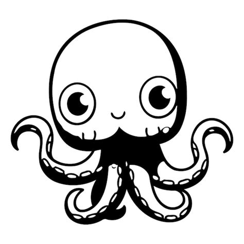 귀여운 만화 문어 색 배경에 고립 된 터 일러스트레이션 프리미엄 벡터