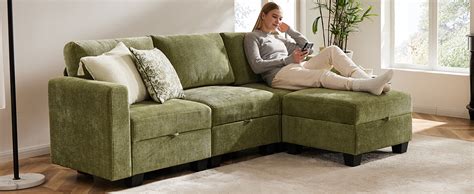 Abcasa Modular Sectional Sofa Sleeper With Storage Chaises