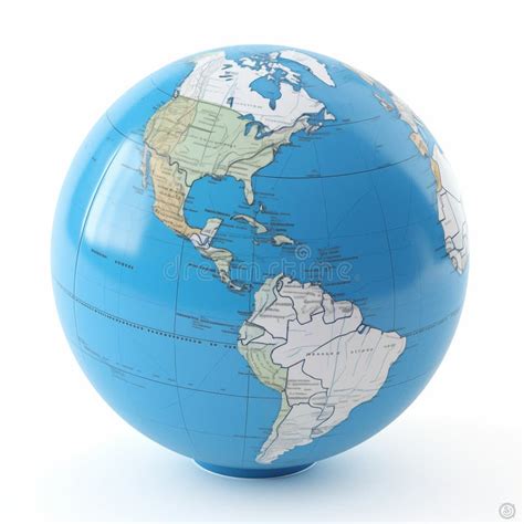 Detailed Globe Of Earth Showing Continents And Oceans On White